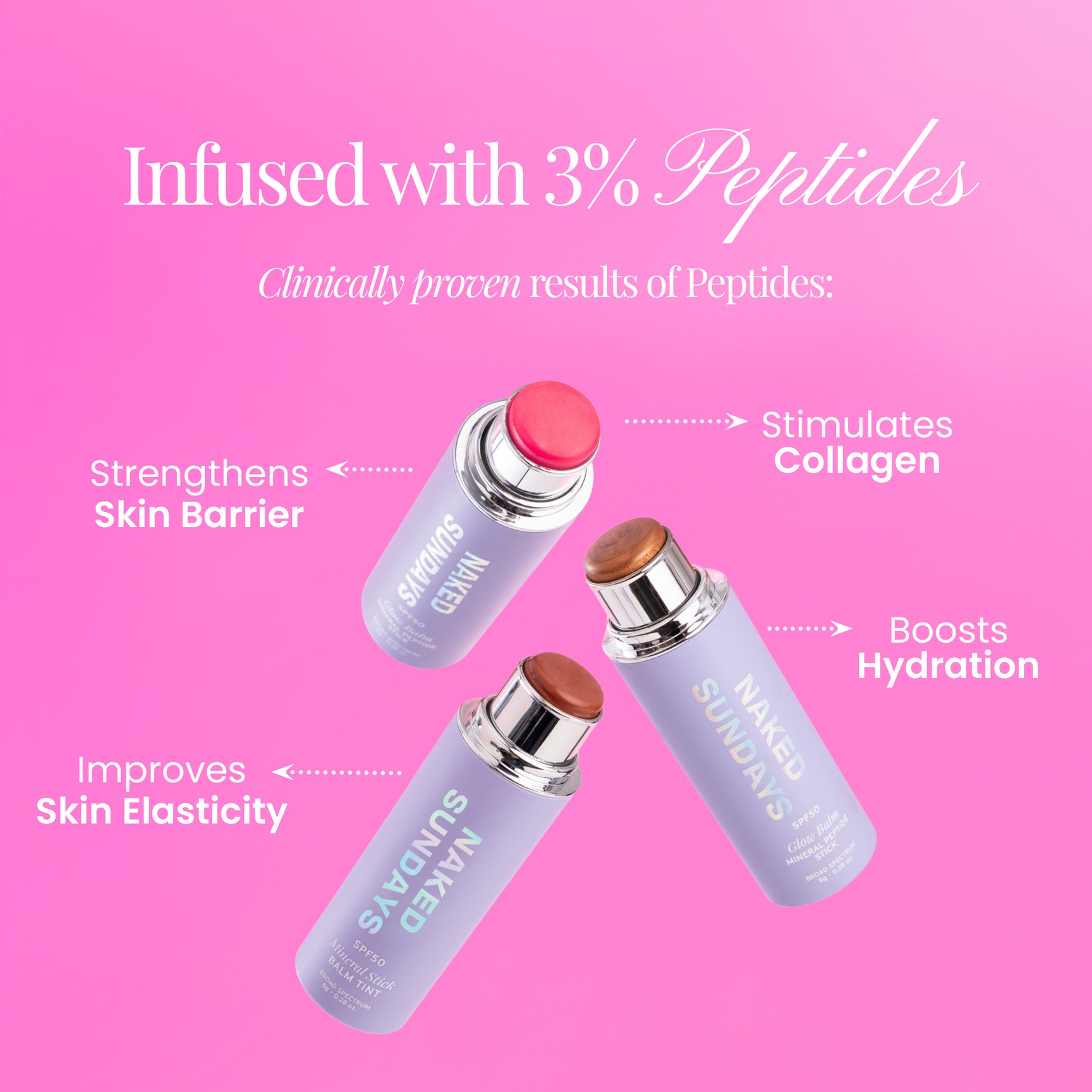 SPF50 GlowBalm Peptide Stick - Dusty Rose Pink – Naked Sundays USA