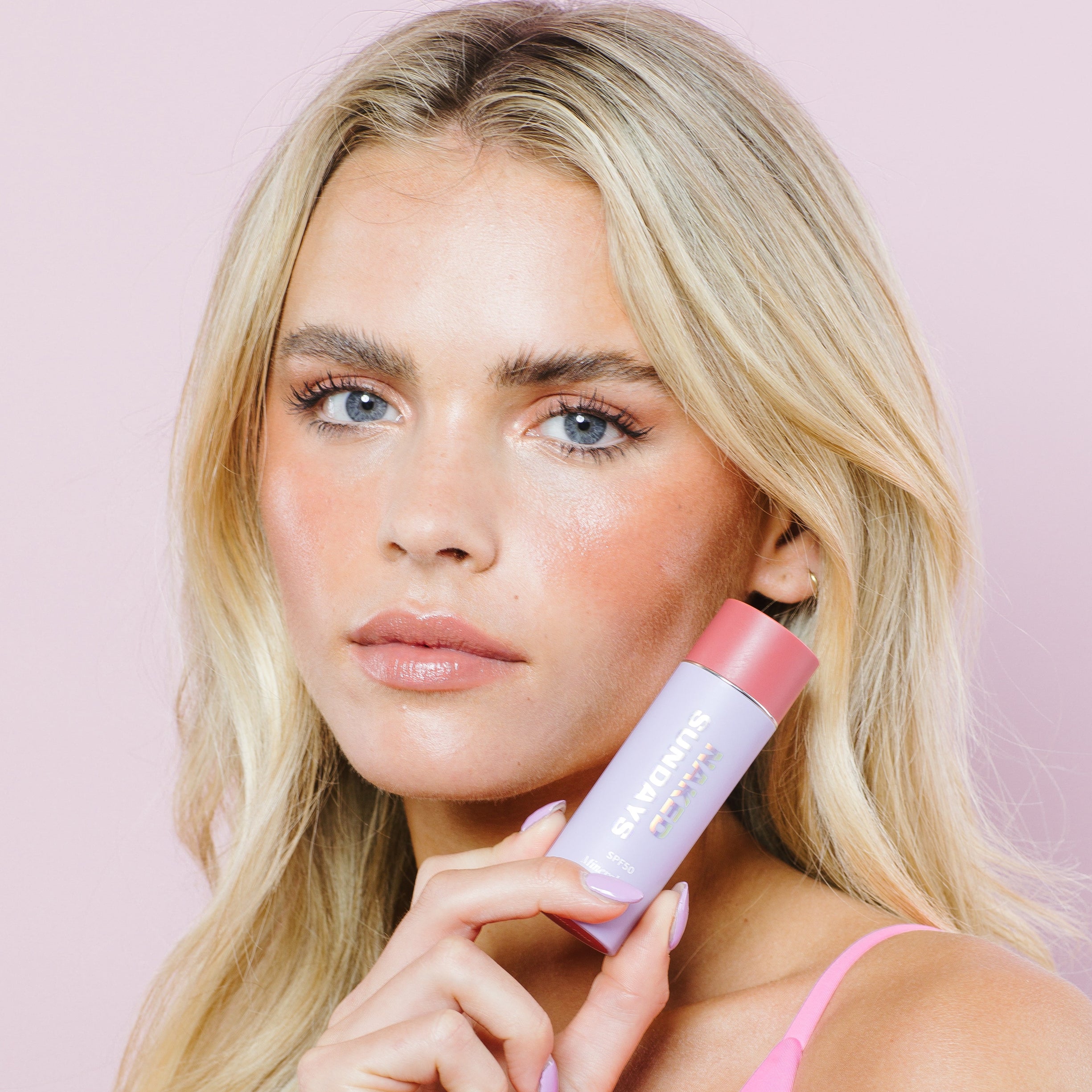 SPF50 GlowBalm Mineral Peptide Stick - Dusty Rose Pink – Naked Sundays USA