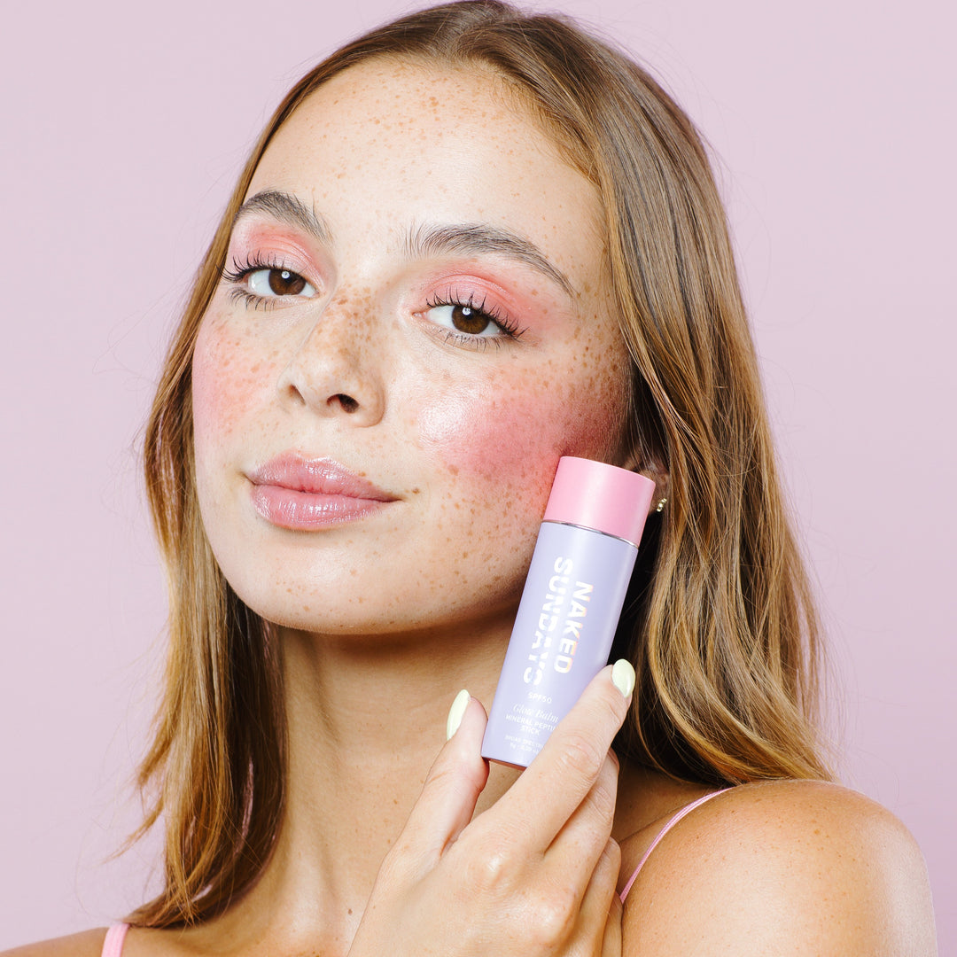 SPF50 GlowBalm Peptide Stick - Pink Pop – Naked Sundays USA
